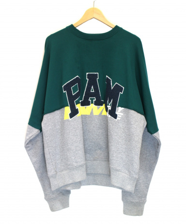 【中古・古着通販】P.A.M. PERKS AND MINI (パム / パークスアンドミニ) バイカラーロゴスウェット グレー×グリーン ...