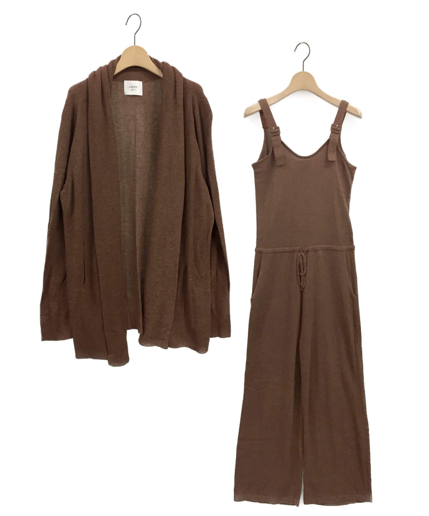 【中古・古着通販】Ameri VINTAGE (アメリビンテージ) ENSEMBLE KNIT ROMPERS ブラウン サイズ:S｜ブランド・古着通販 トレファク公式【TREFAC FASHION】