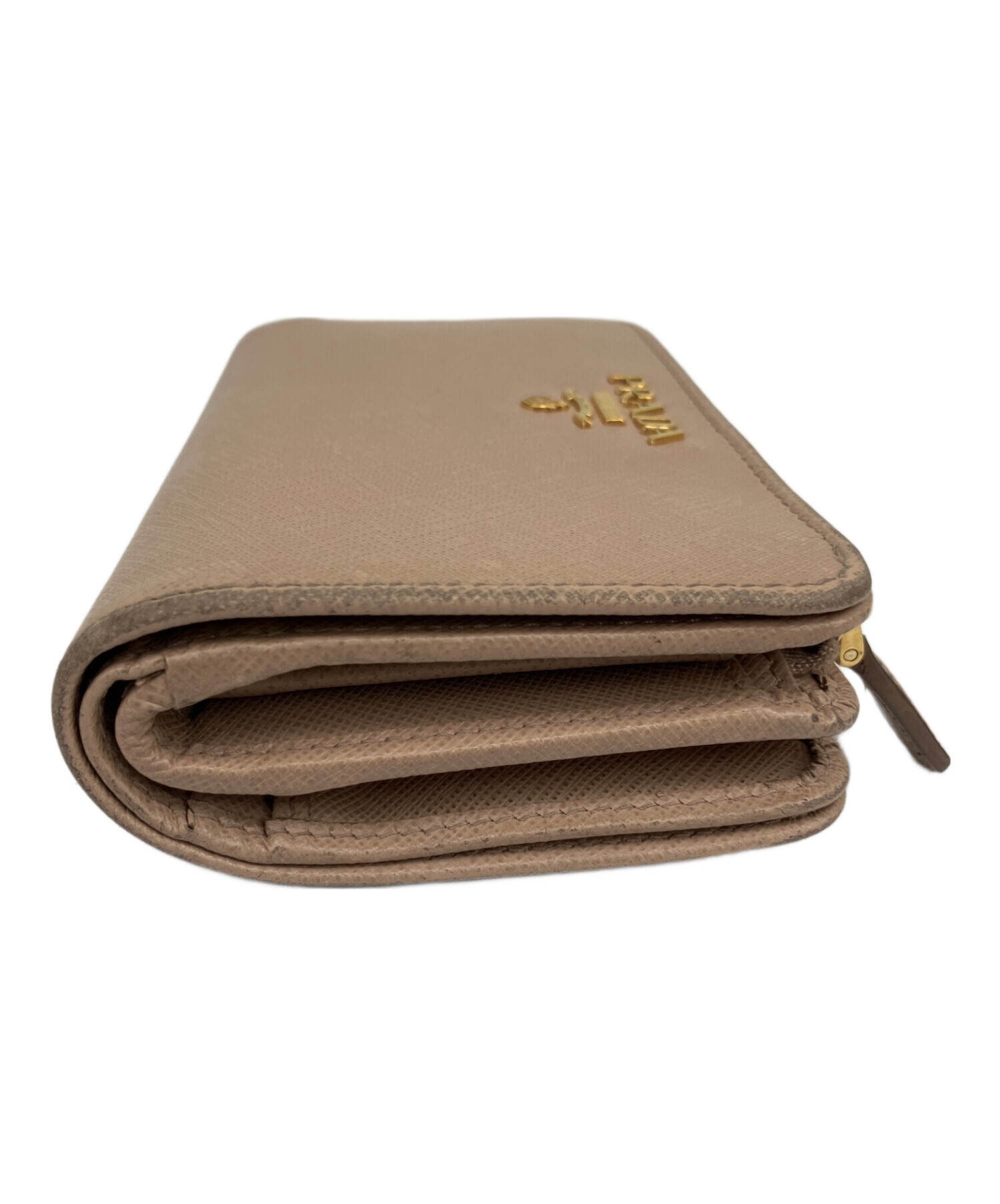 中古・古着通販】PRADA (プラダ) 2つ折り財布 ベージュ×レッド