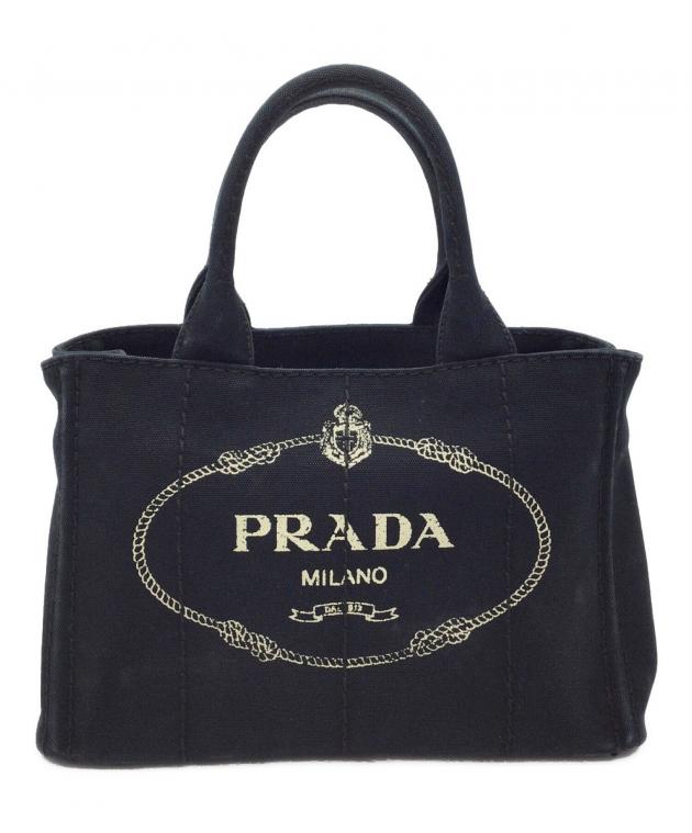 中古・古着通販】PRADA (プラダ) トートバッグ ブラック×ホワイト