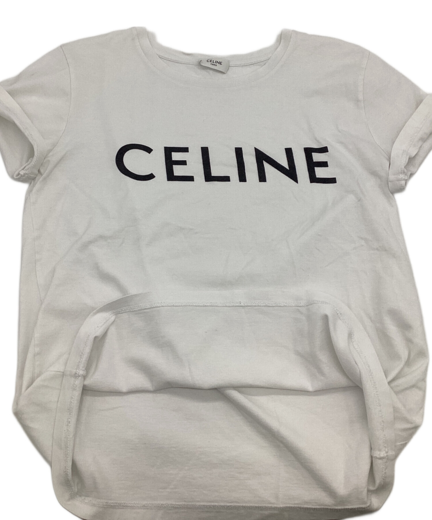 セリーヌ CELINE ロゴ カットソー 衣料品 トップス コットン レディース ホワイト系 【中古】 中古・古着通販】CELINE (セリーヌ) ロゴカットソー ホワイト サイズ