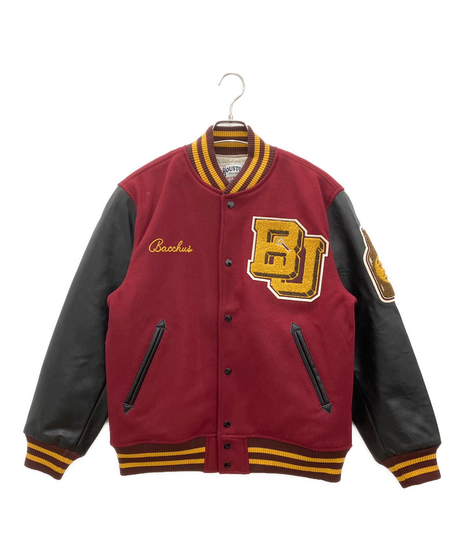 HOUSTON ヒューストン ジャケット M マスタード×レッド メンズ 中古・古着通販】HOUSTON (ヒューストン) メルトンアワードジャケット