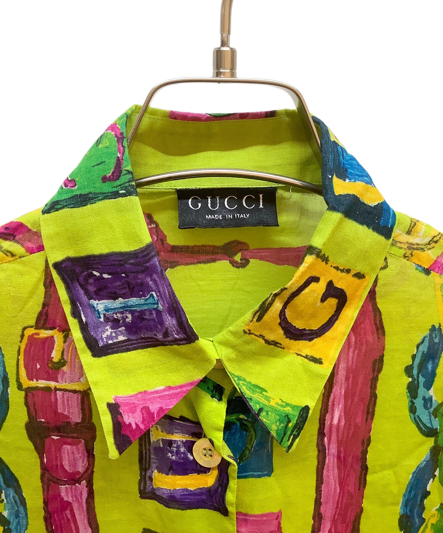 中古・古着通販】GUCCI (グッチ) 長袖シャツ 黄緑 サイズ:40｜ブランド