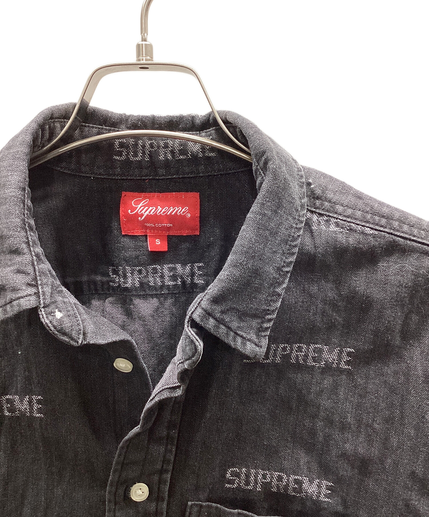 中古・古着通販】Supreme (シュプリーム) ブラックロゴデニムシャツ