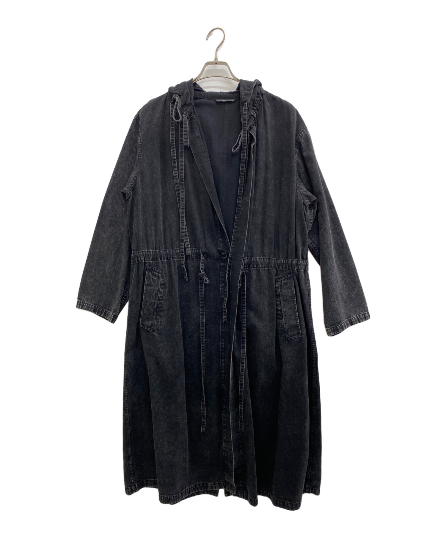 【中古】ワイズ ヨウジヤマモト 25SS 6OZ BLEACHED DENIM HOODIE COAT コート ロング フード ダークグレー /DO 中古・古着通販】Y's (ワイズ) 25SS 6OZ BLEACHED DENIM HOODIE COAT