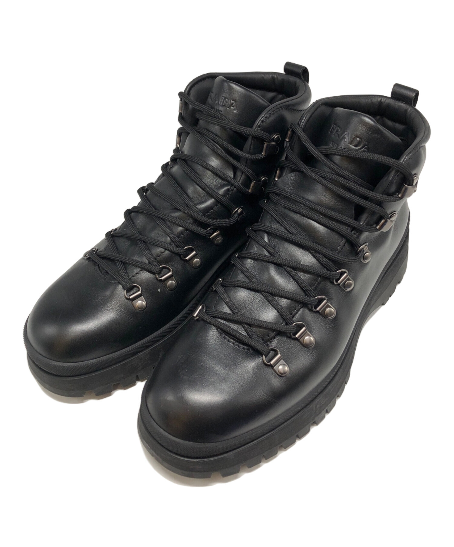 中古・古着通販】PRADA (プラダ) Brixxen レザー ブーツ ブラック