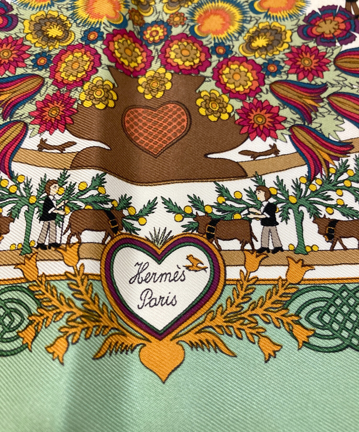 中古・古着通販】HERMES (エルメス) カレ45 シルクスカーフ グリーン