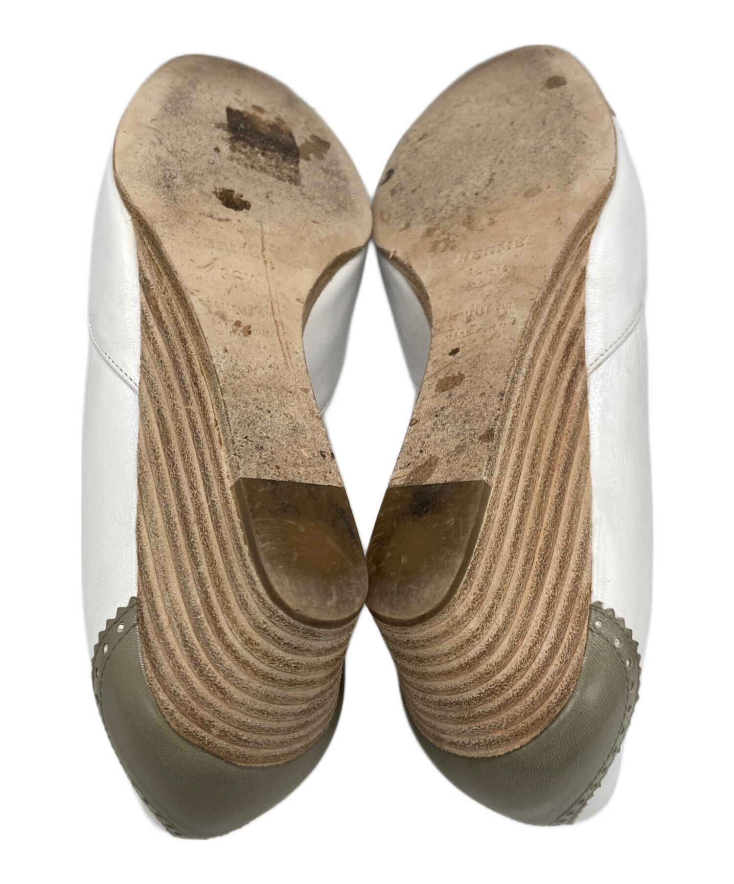 中古・古着通販】HERMES (エルメス) バイカラーパンプス ホワイト