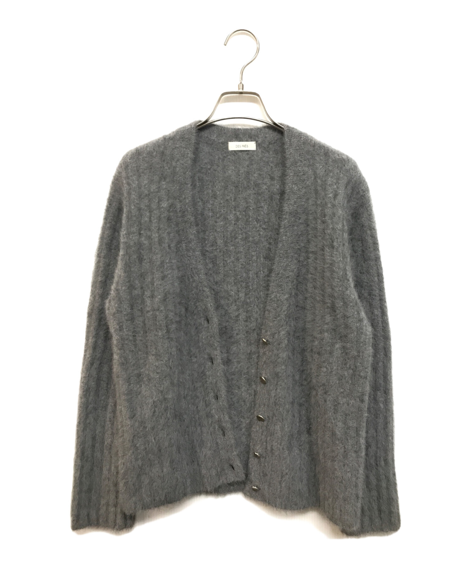DES PRES デプレ カーディガン チャコールグレー サイズ:FREE / 25春夏 コットン シルク ペーパーツイスト ラペルカラー カーディガン / ニット 7分袖 ボタンレス / トップス 羽織り【レディース】【中古】【美品】【K4513】 DES PRES デプレ カーディガン チャコールグレー サイズ:FREE / 25春夏