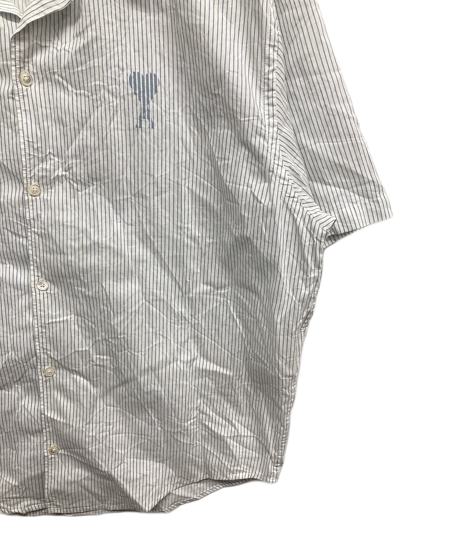 中古・古着通販】ami (アミ) ロゴ半袖シャツ ブルー サイズ:XS