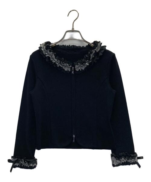 中古・古着通販】Rene (ルネ) フリルジップカーディガン ブラック