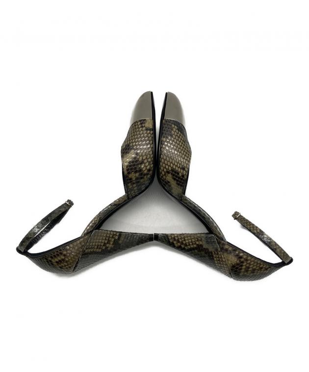 中古・古着通販】CELINE (セリーヌ) パイソンヒールパンプス カーキ