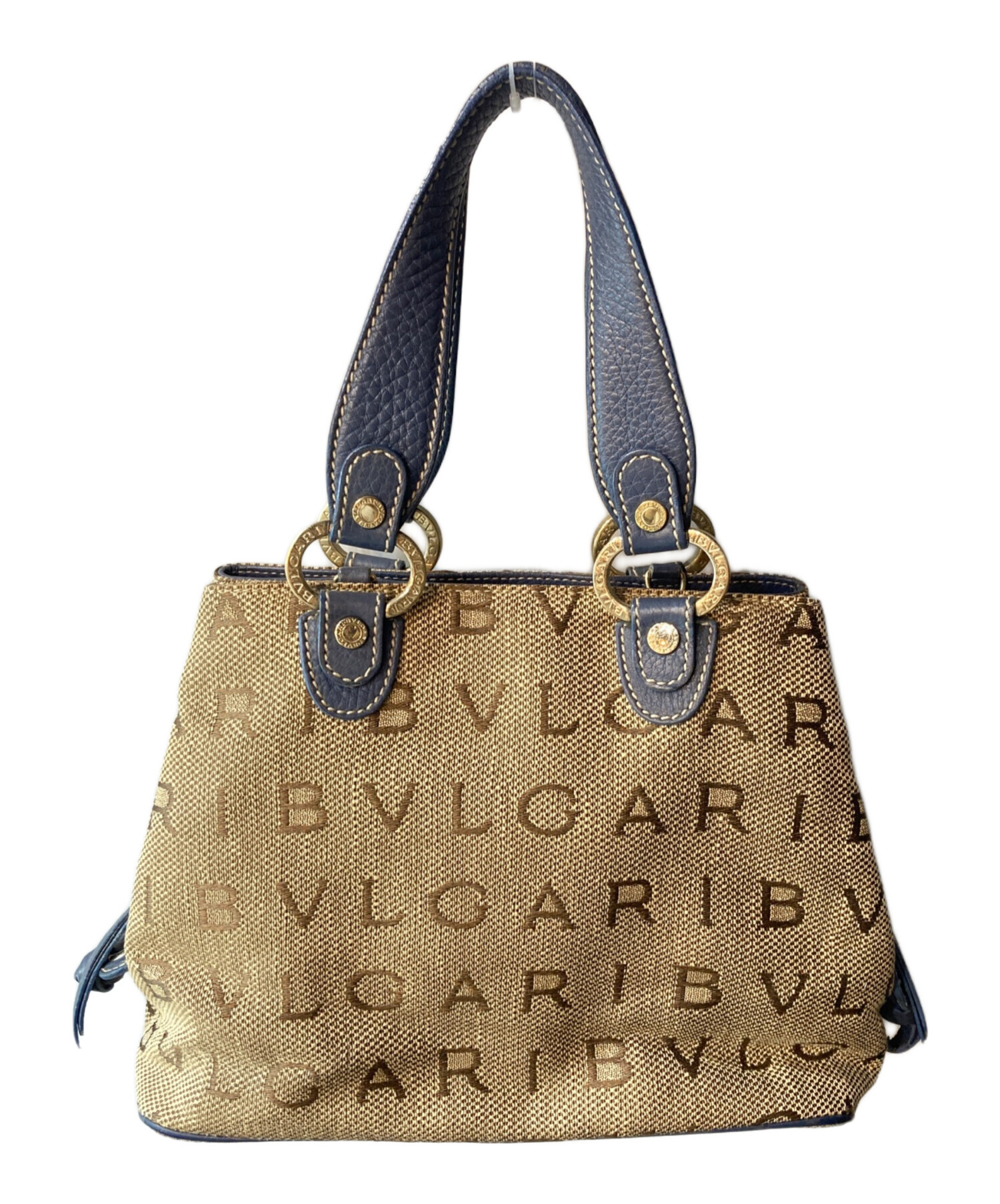 中古・古着通販】BVLGARI (ブルガリ) ハンドバッグ ベージュ×ブルー