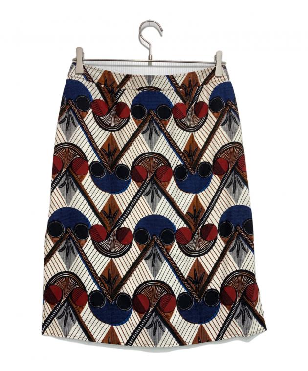 中古・古着通販】HERMES (エルメス) 総柄シルクスカート ホワイト