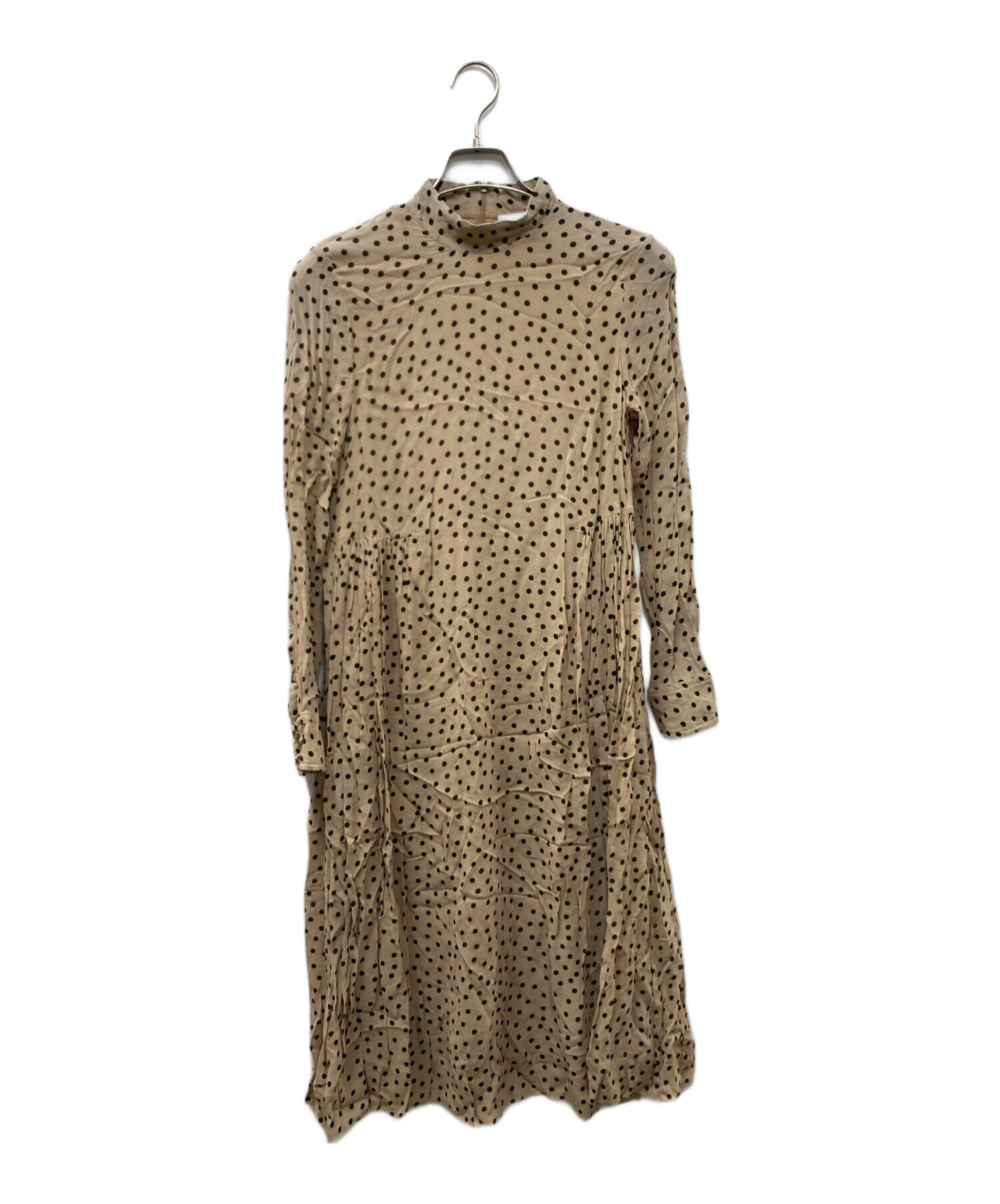 Ganni ガニー ワンピース レディース 【古着】【中古】 中古・古着通販】GANNI (ガニー) ドットワンピース ベージュ×ブラック