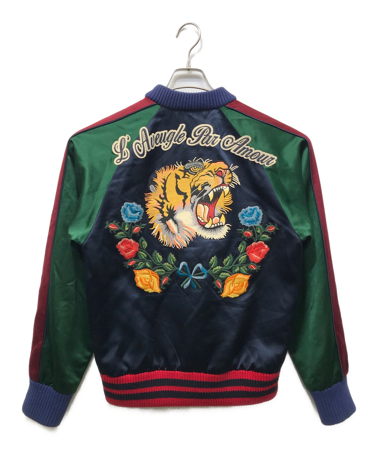 中古・古着通販】GUCCI (グッチ) タイガー刺繍スカジャン ブルー