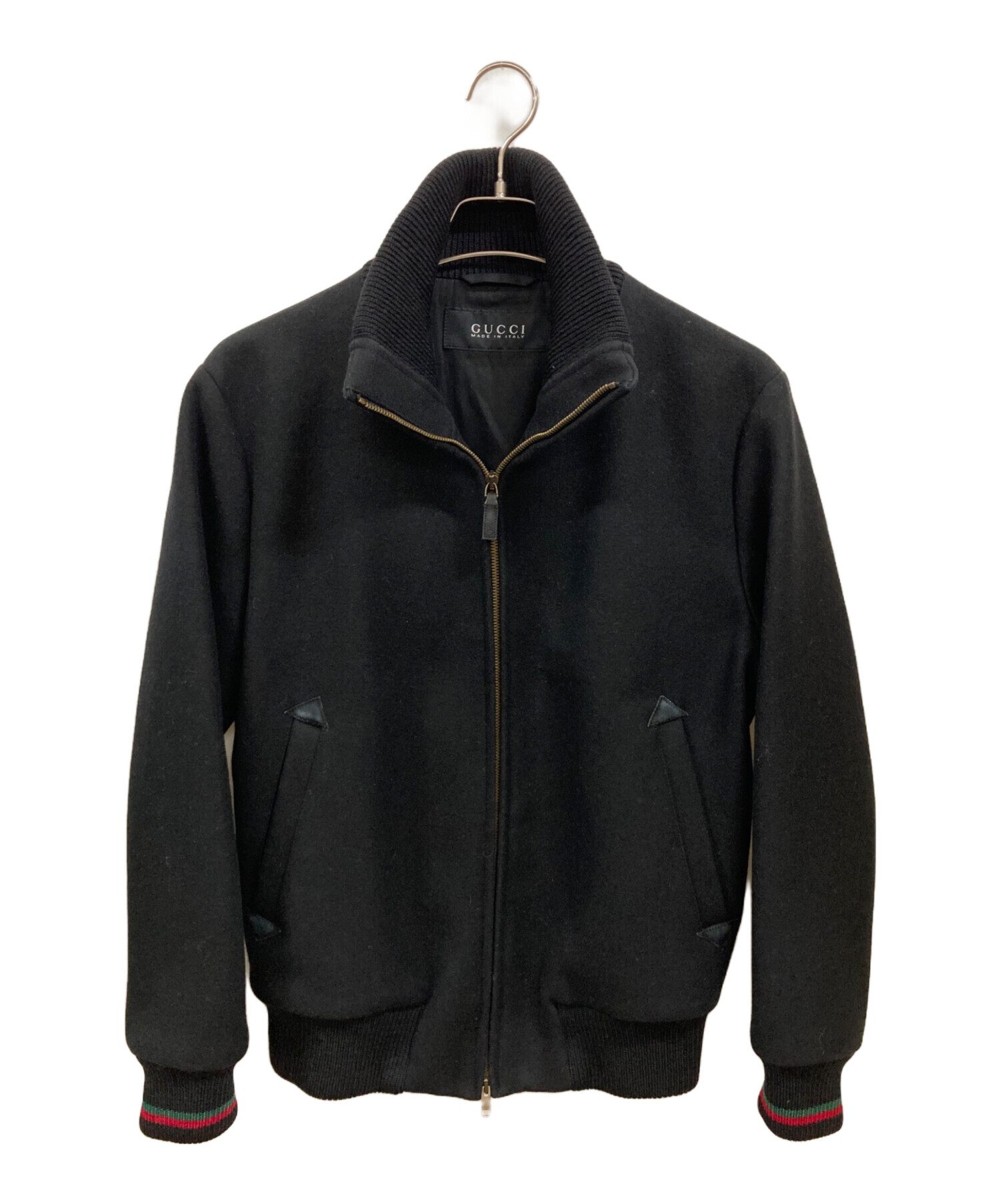 中古・古着通販】GUCCI (グッチ) ジップアップウールブルゾン ブラック