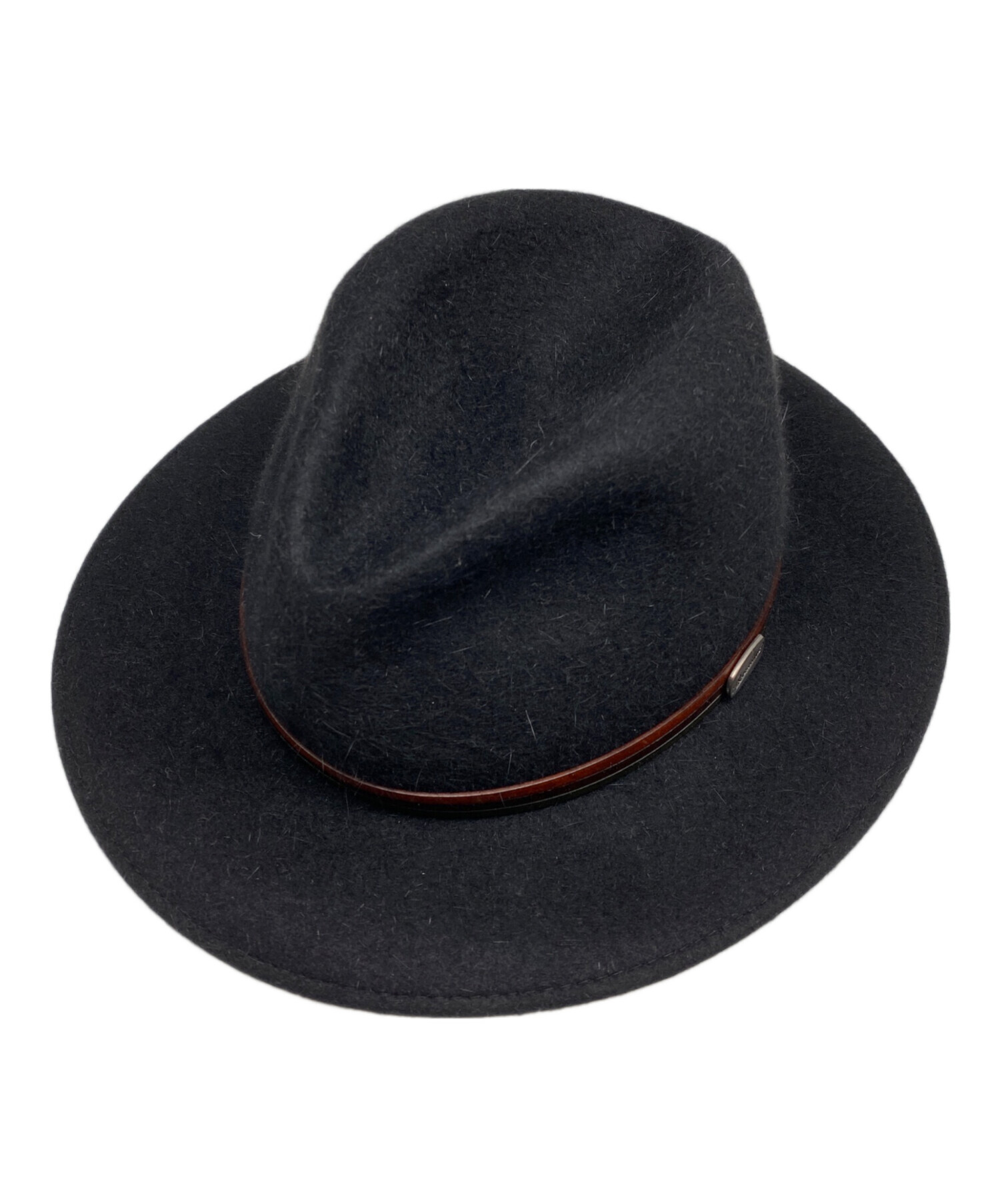 Borsalino ボルサリーノ ハット メンズ 【古着】【中古】 中古・古着通販】BORSALINO (ボルサリーノ) 中折れハット ブラック