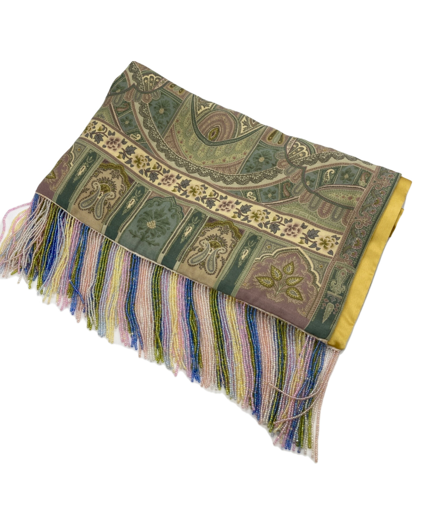 中古・古着通販】ETRO (エトロ) 総柄ストール グリーン×イエロー