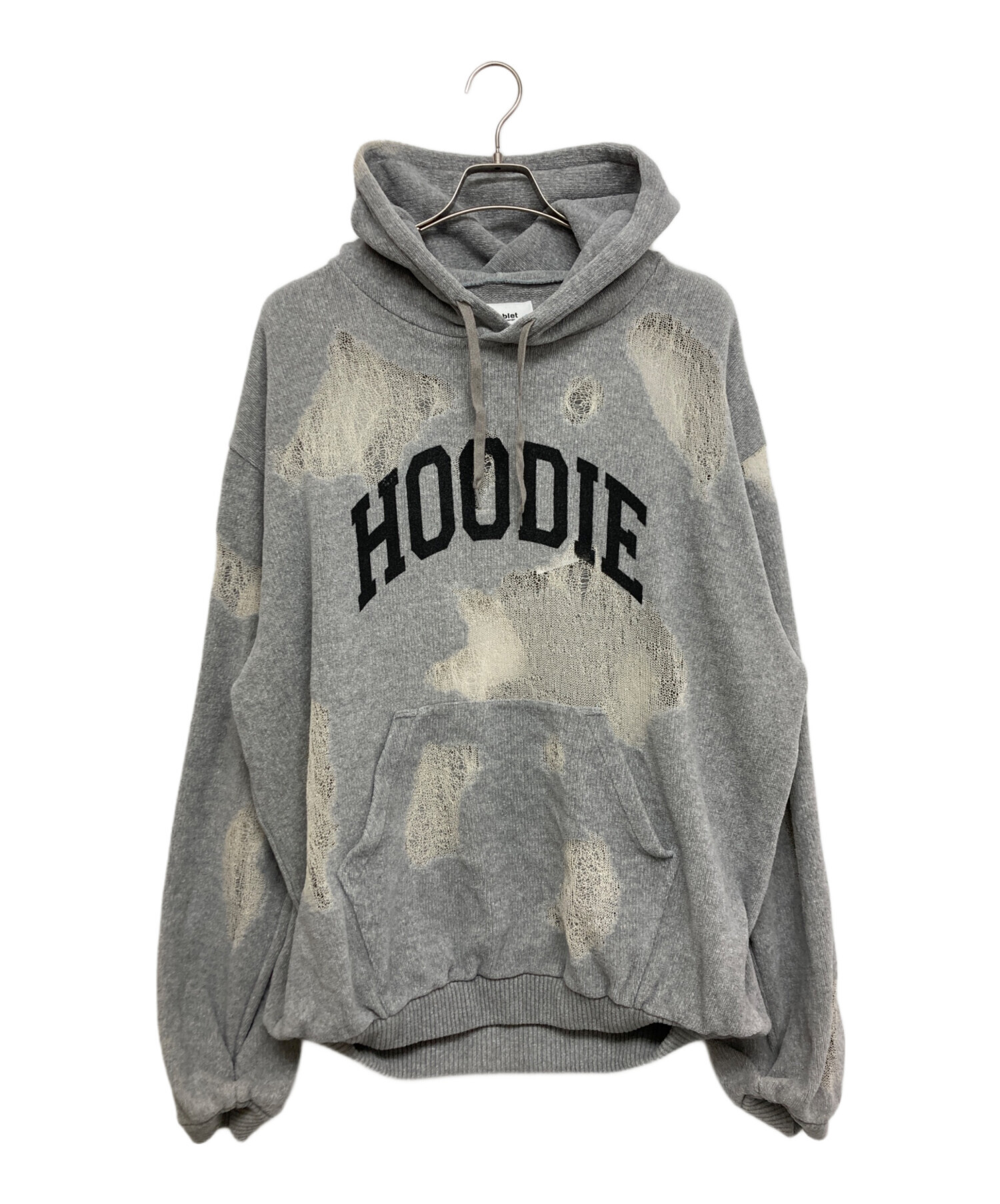 doublet ダブレット パーカー メンズ 【古着】【中古】 中古・古着通販】doublet (ダブレット) RIPPED OFF KNIT HOODIE グレー