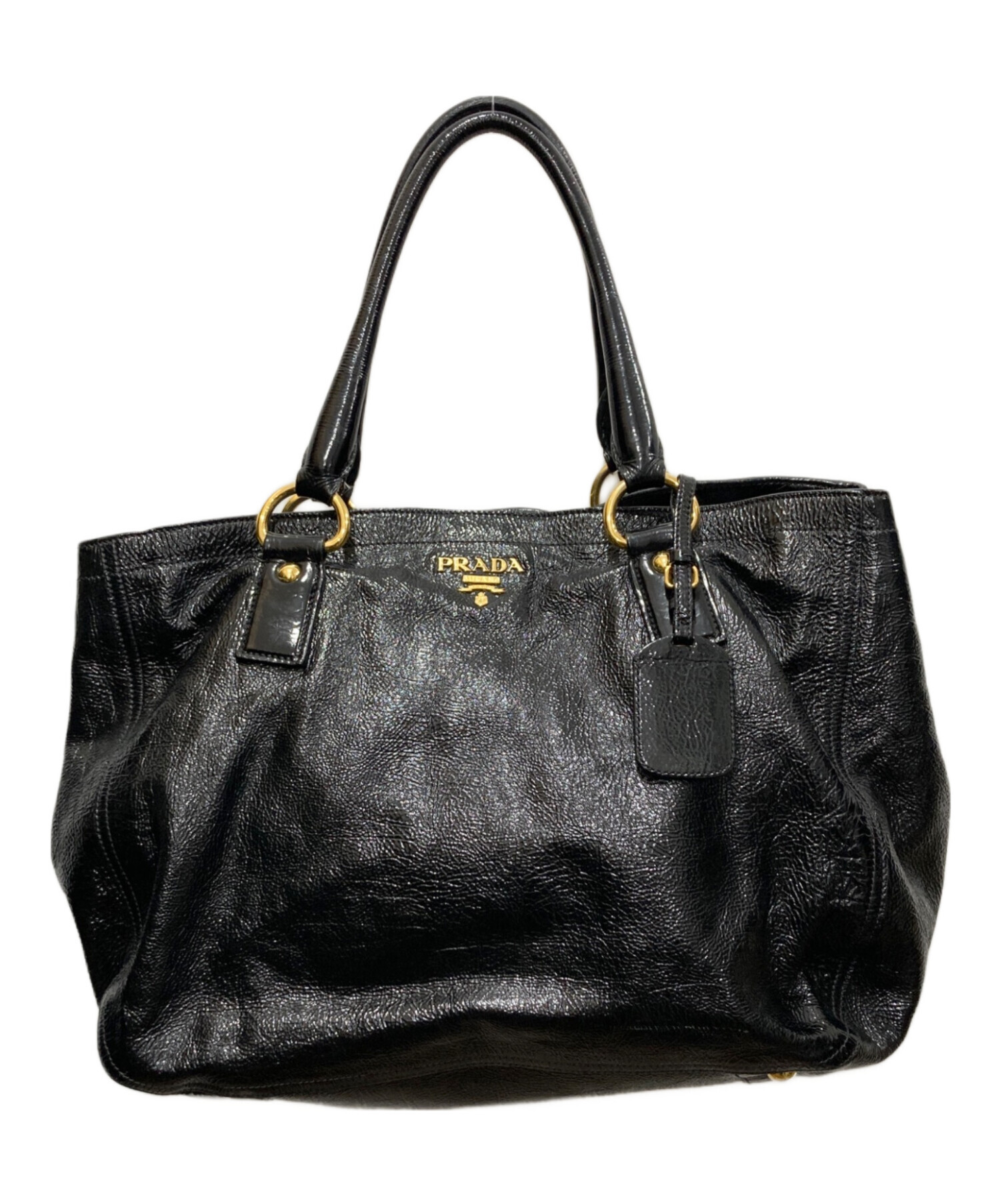 中古・古着通販】PRADA (プラダ) パテントレザートートバッグ ブラック