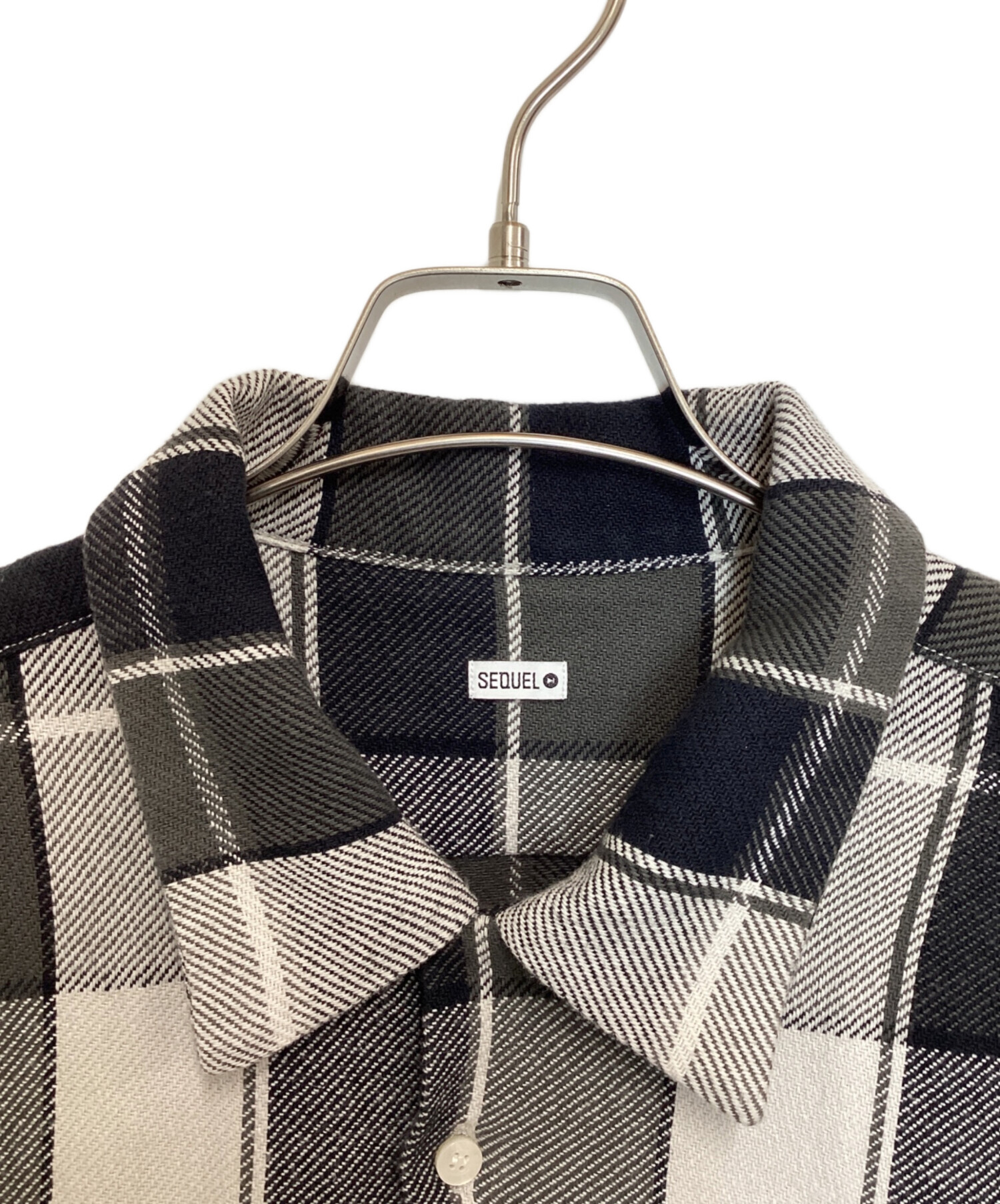中古・古着通販】SEQUEL (シークエル) チェックネルシャツ ブラック