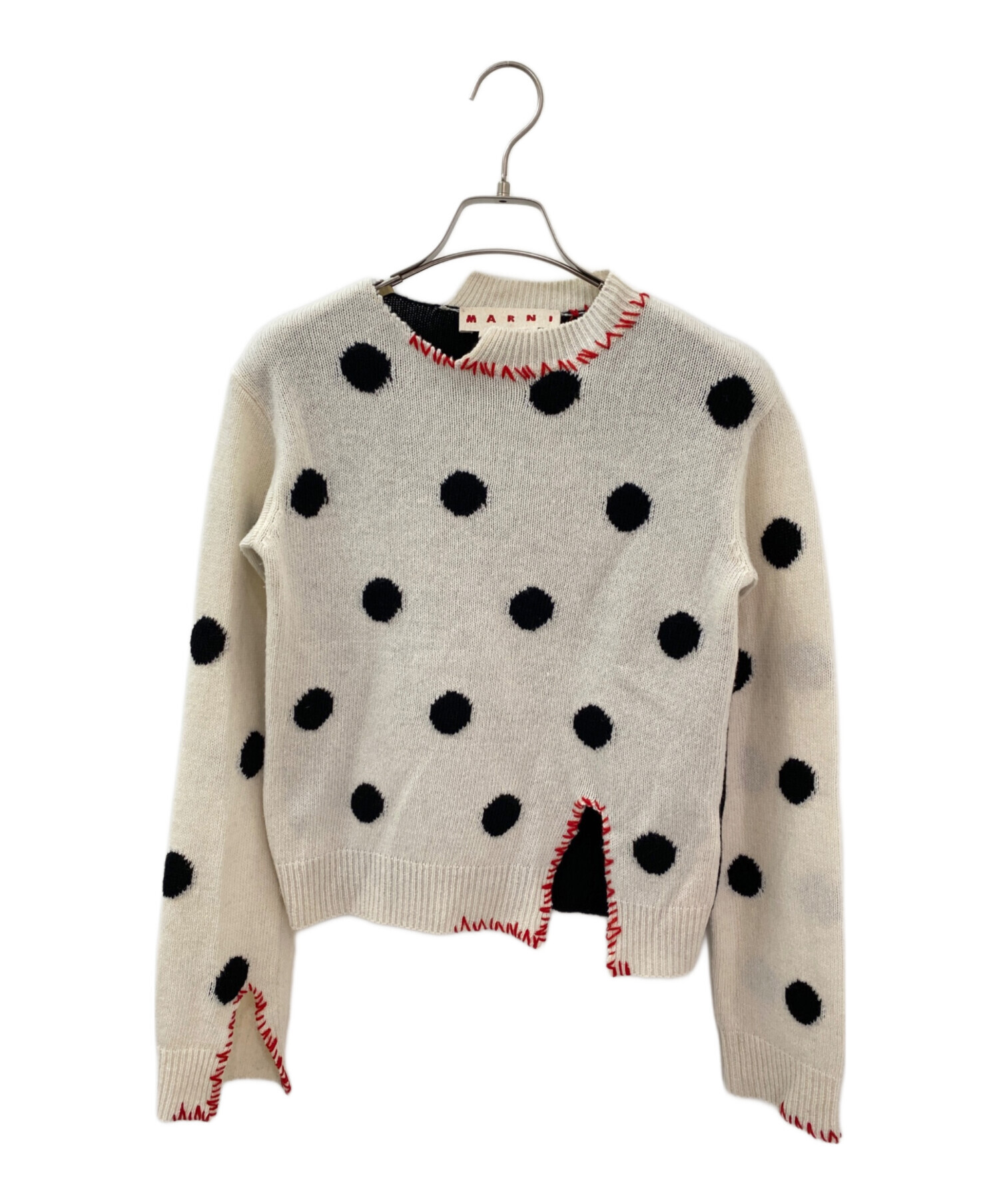 中古・古着通販】MARNI (マルニ) ドットセーター ホワイト×ブラック