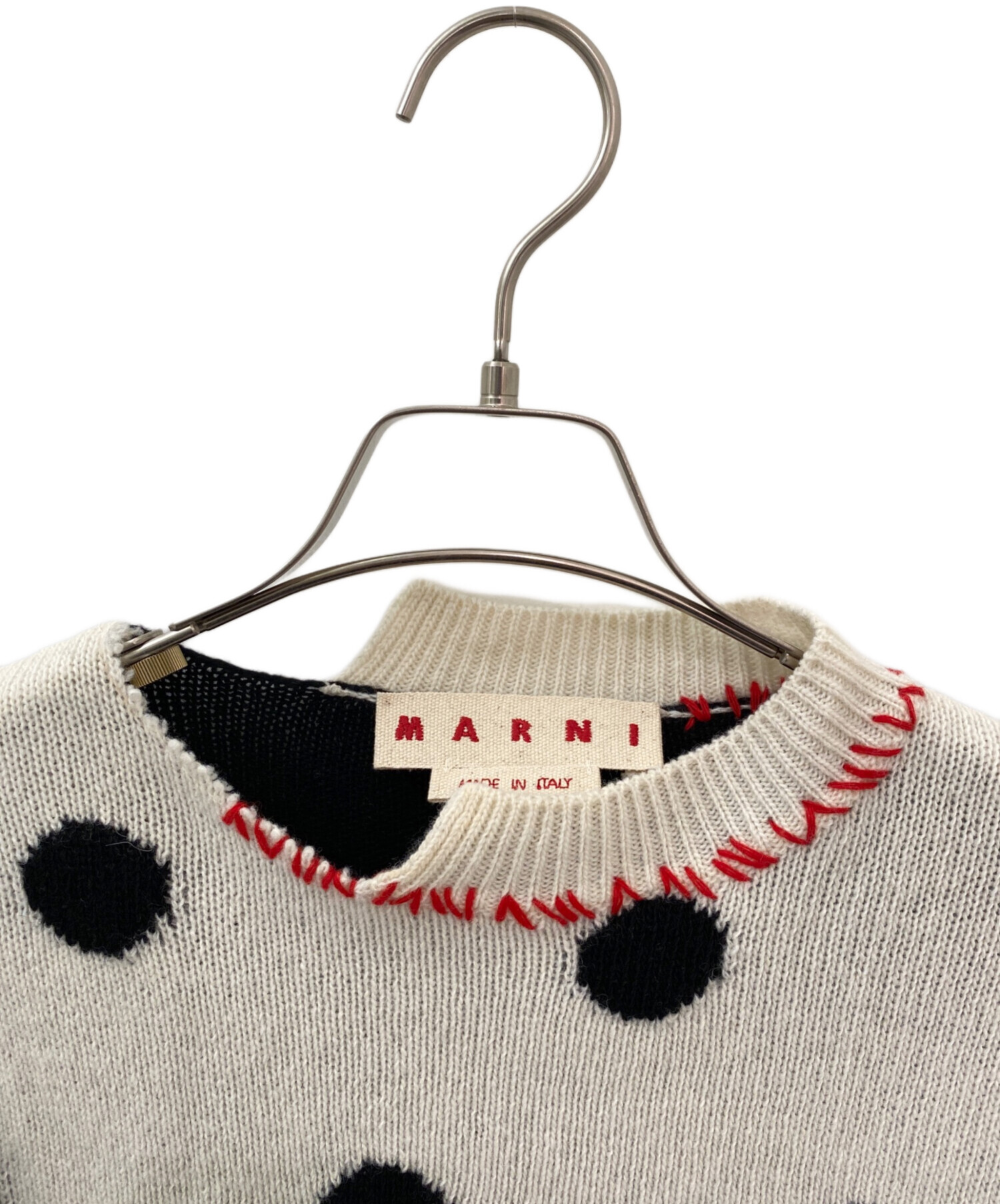 中古・古着通販】MARNI (マルニ) ドットセーター ホワイト×ブラック