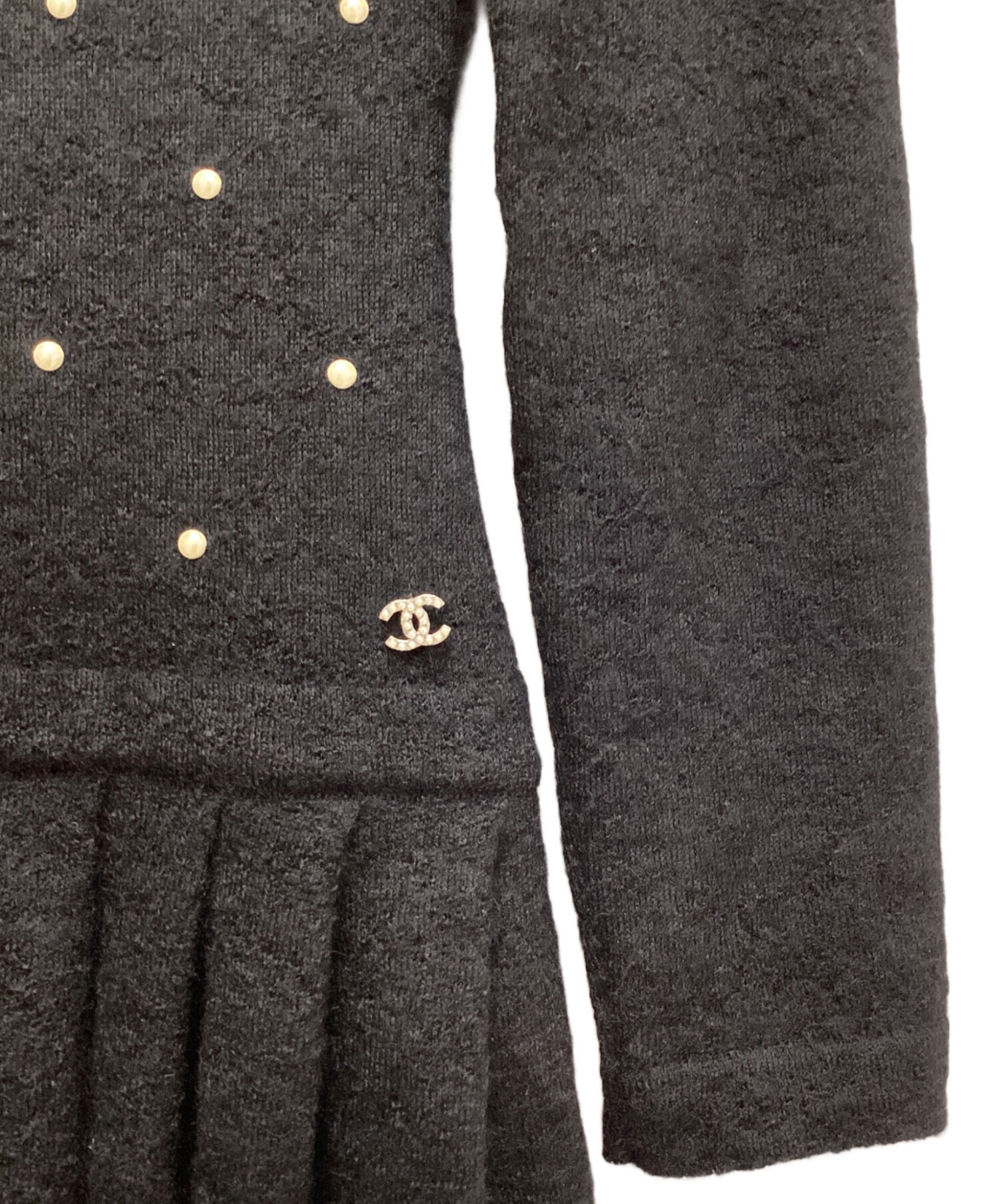 中古・古着通販】CHANEL (シャネル) 2ピースニットワンピース ブラック