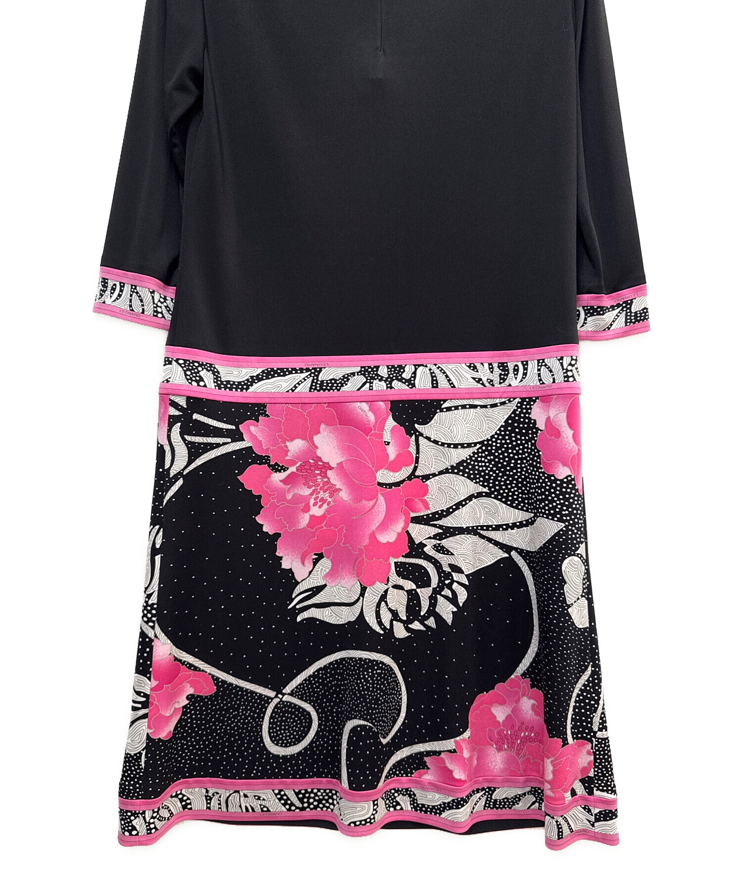 中古・古着通販】LEONARD (レオナール) 花柄ワンピース ブラック